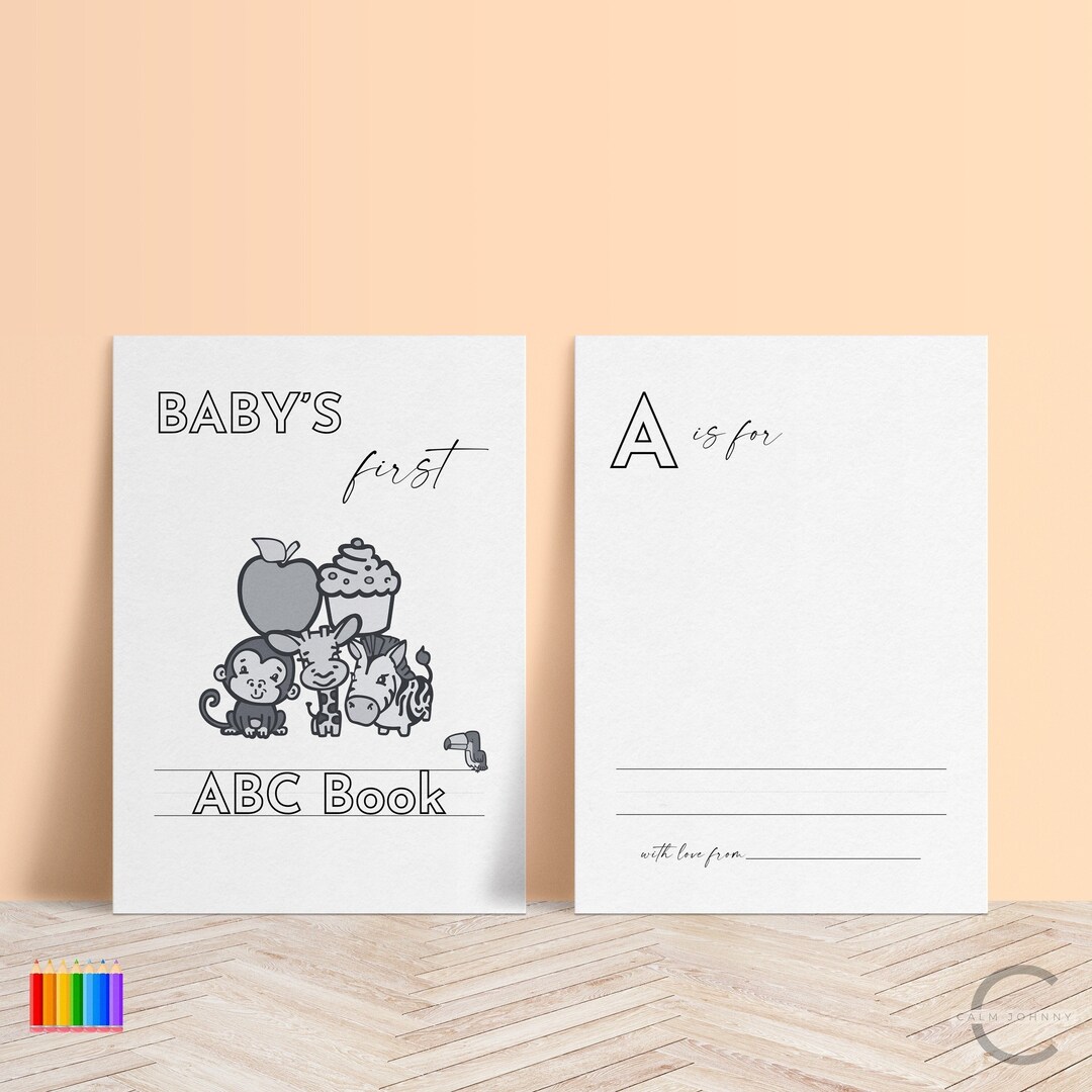 Blank ABC Coloring Book, Baby's First ABC Book, Printable Baby Shower ...
