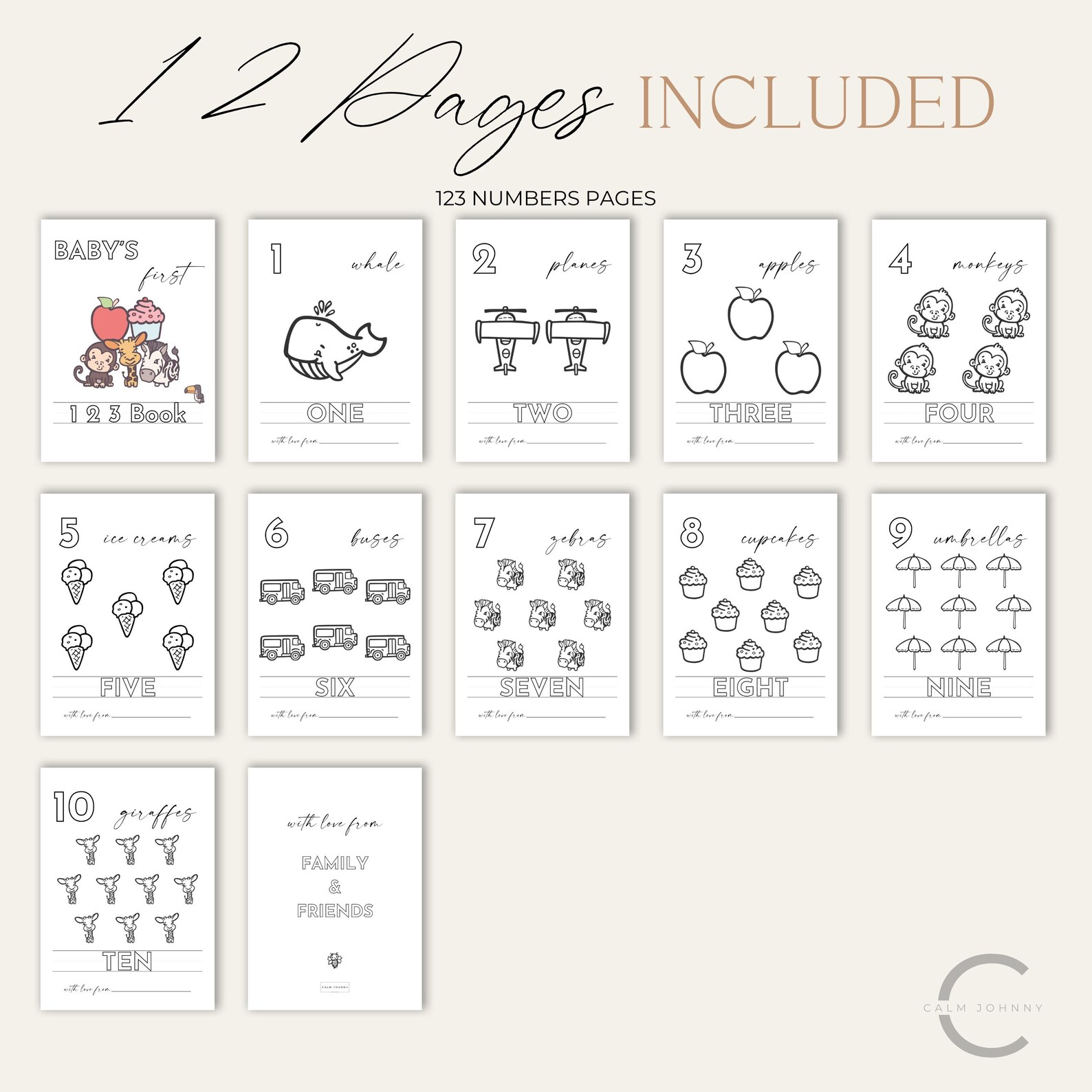 Baby ABC and 123 Coloring Book Bundle, Printable Baby's First ABC & 123 ...
