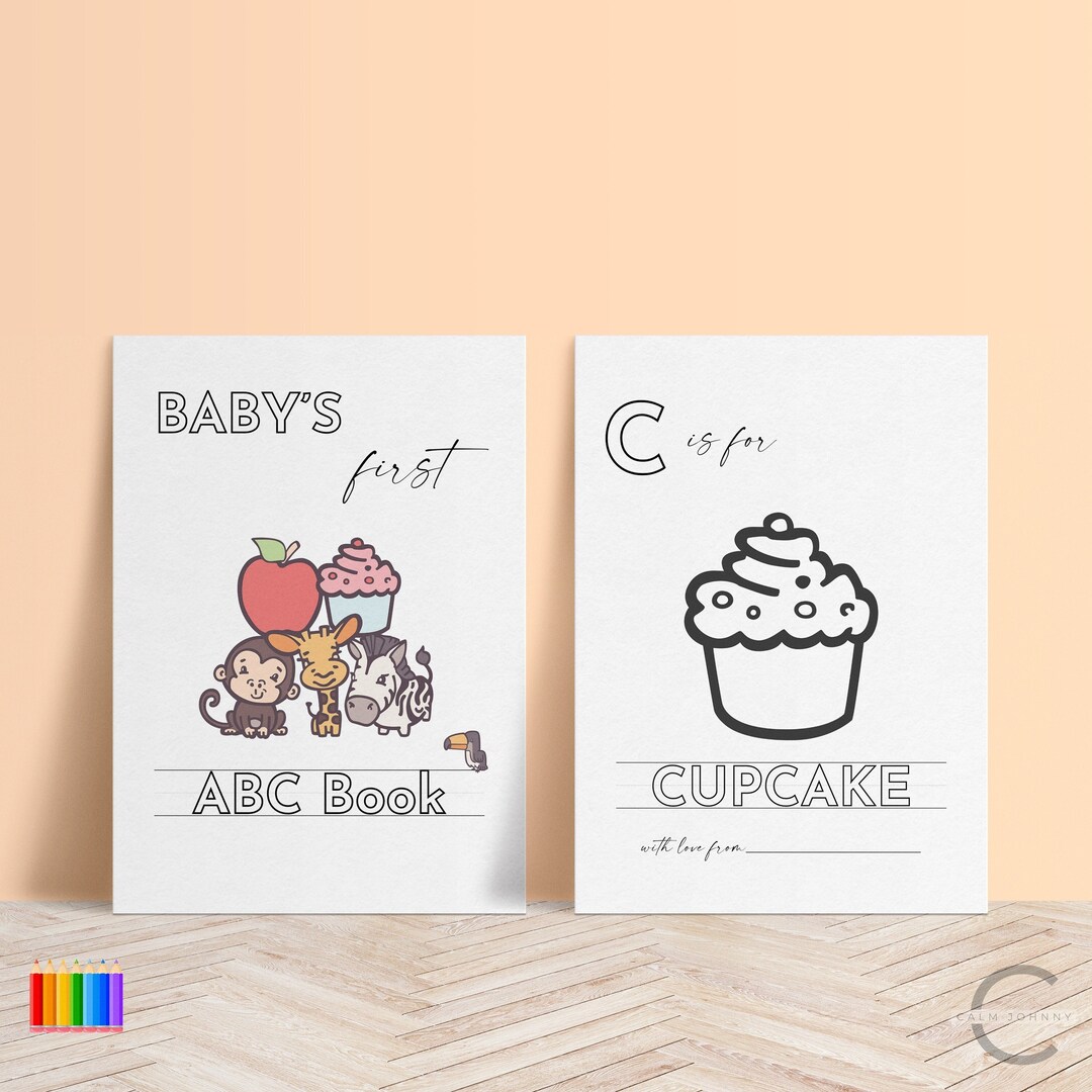 Baby ABC Coloring Book, Baby's First ABC Book, Printable Baby Shower ...