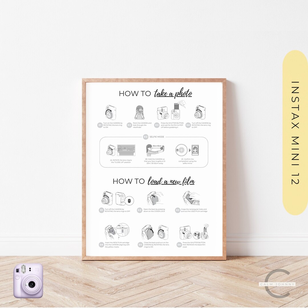 Instax Mini 12 Instant Camera All-in-one With Selfie Instructions Sign ...