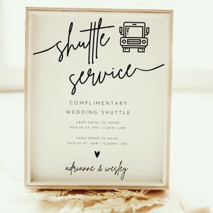 Shuttle Service Wedding Sign, Editable Wedding Transportation Sign ...
