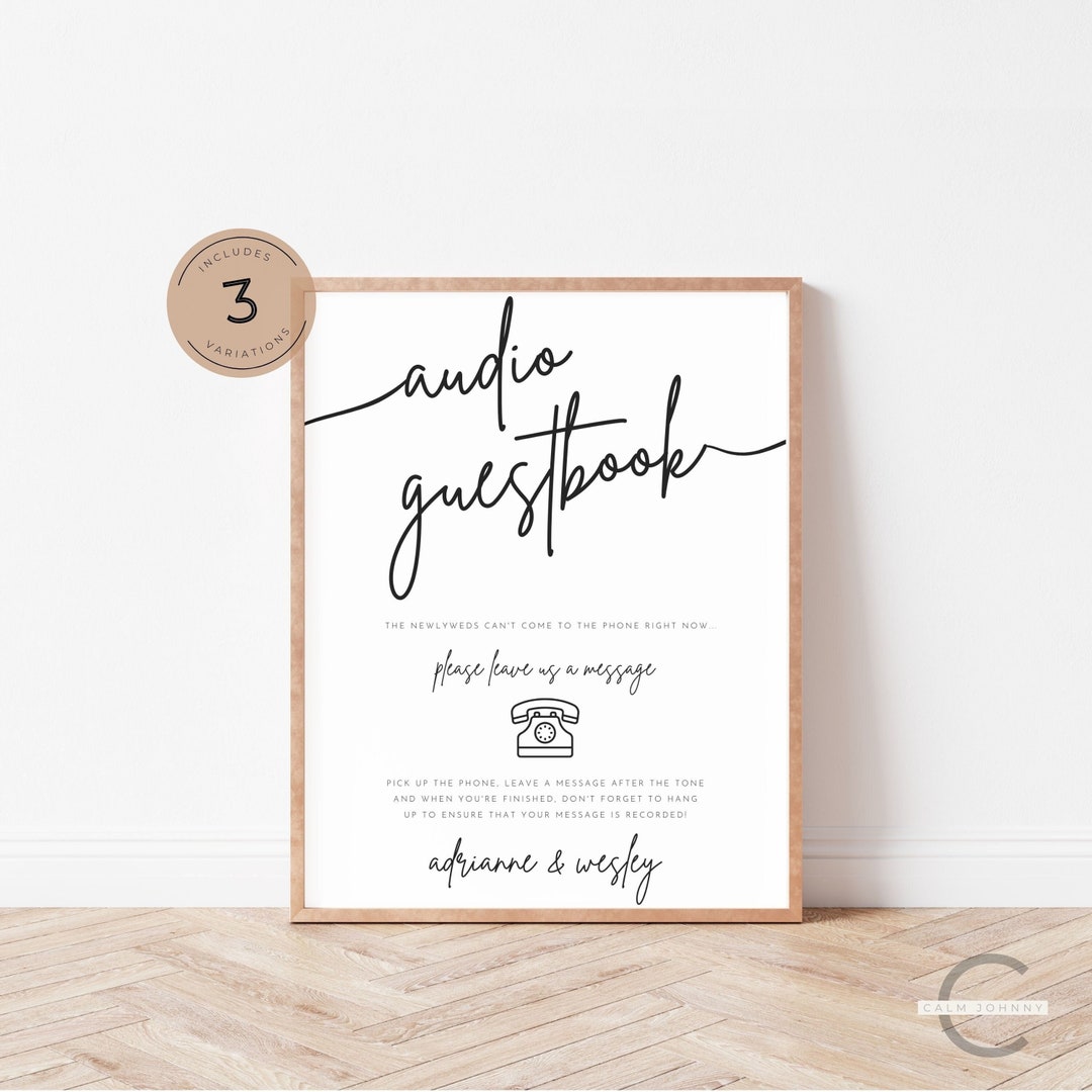 Audio Guestbook Sign Template, Editable Telephone Guestbook Sign ...