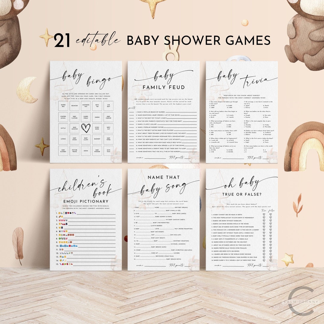 Baby Shower Games Bundle, 21 Baby Shower Games, Printable Baby Shower ...