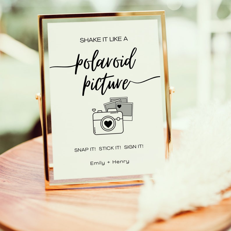 Shake It Like A Polaroid Picture Sign Modern Photo Guestbook - Etsy