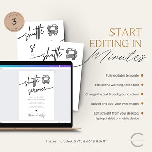 Shuttle Service Wedding Sign, Editable Wedding Transportation Sign ...