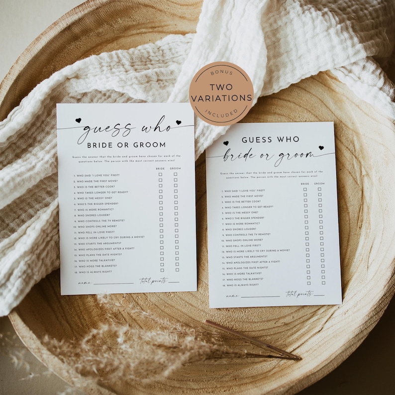 Guess Who Bride or Groom Game, Fun Bridal Shower Printable, Who Knows ...