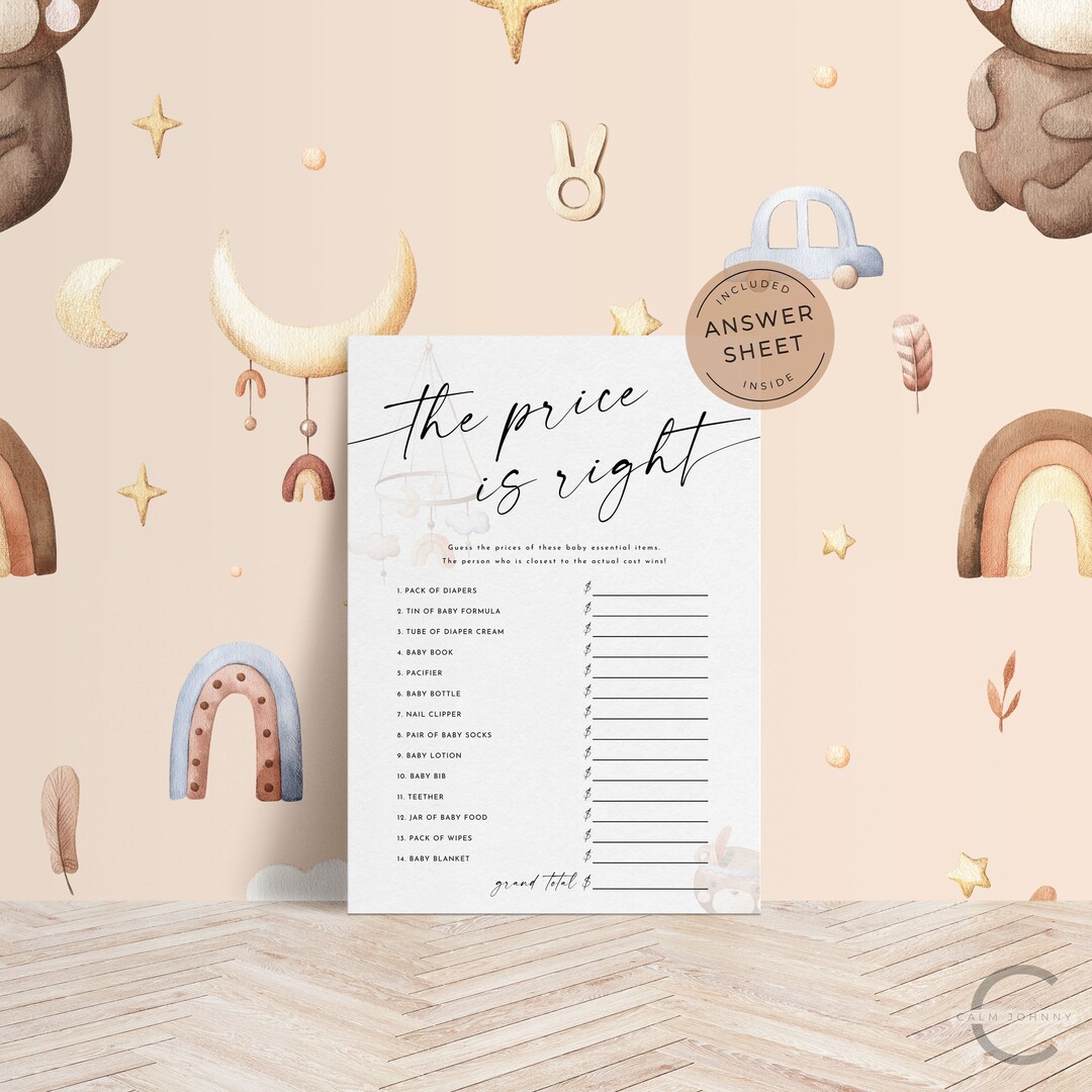 The Price is Right Baby Shower Game, Baby Shower Price is Right Game ...