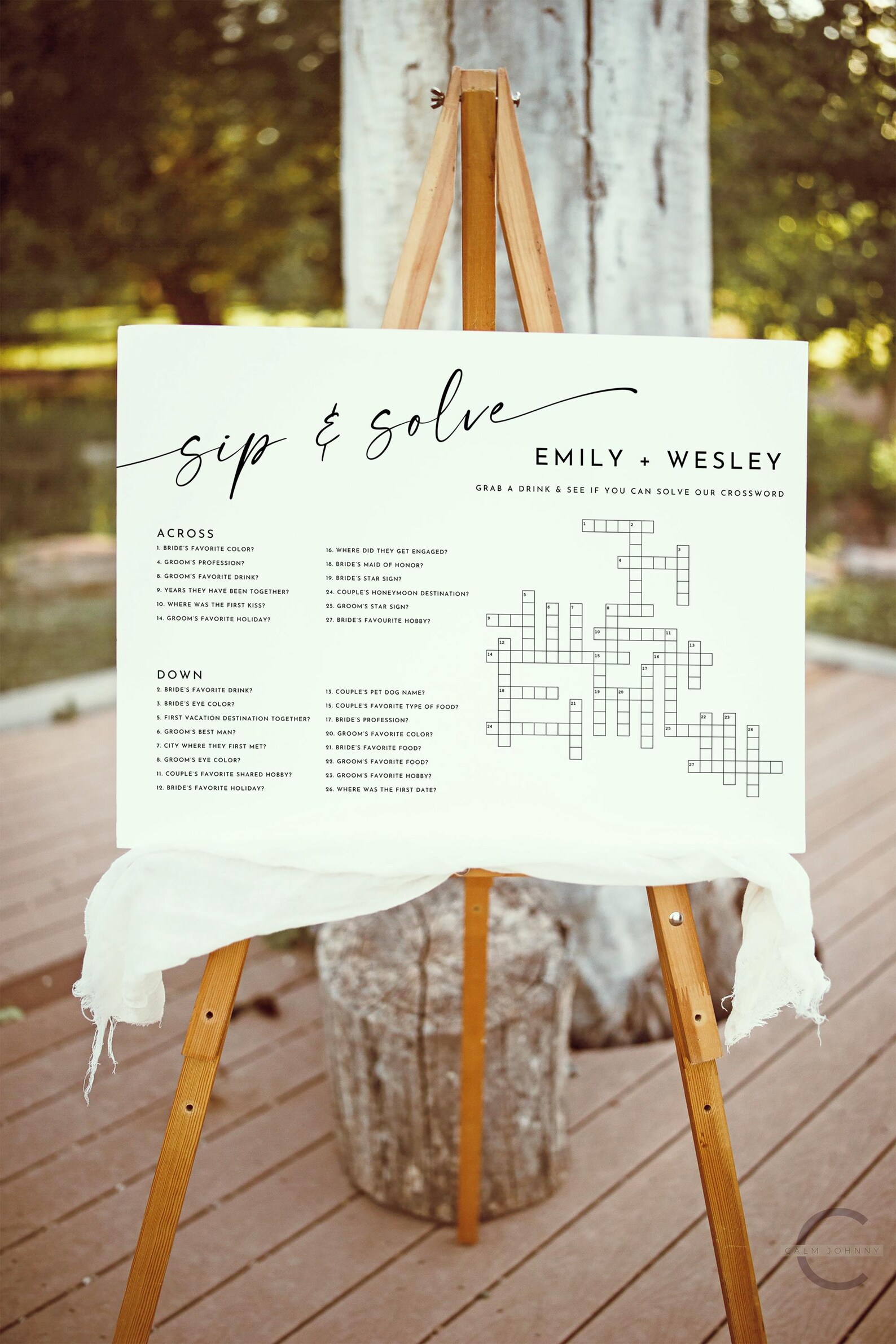 Custom Wedding Crossword Sip and Solve Puzzle, Personalized Sip and ...