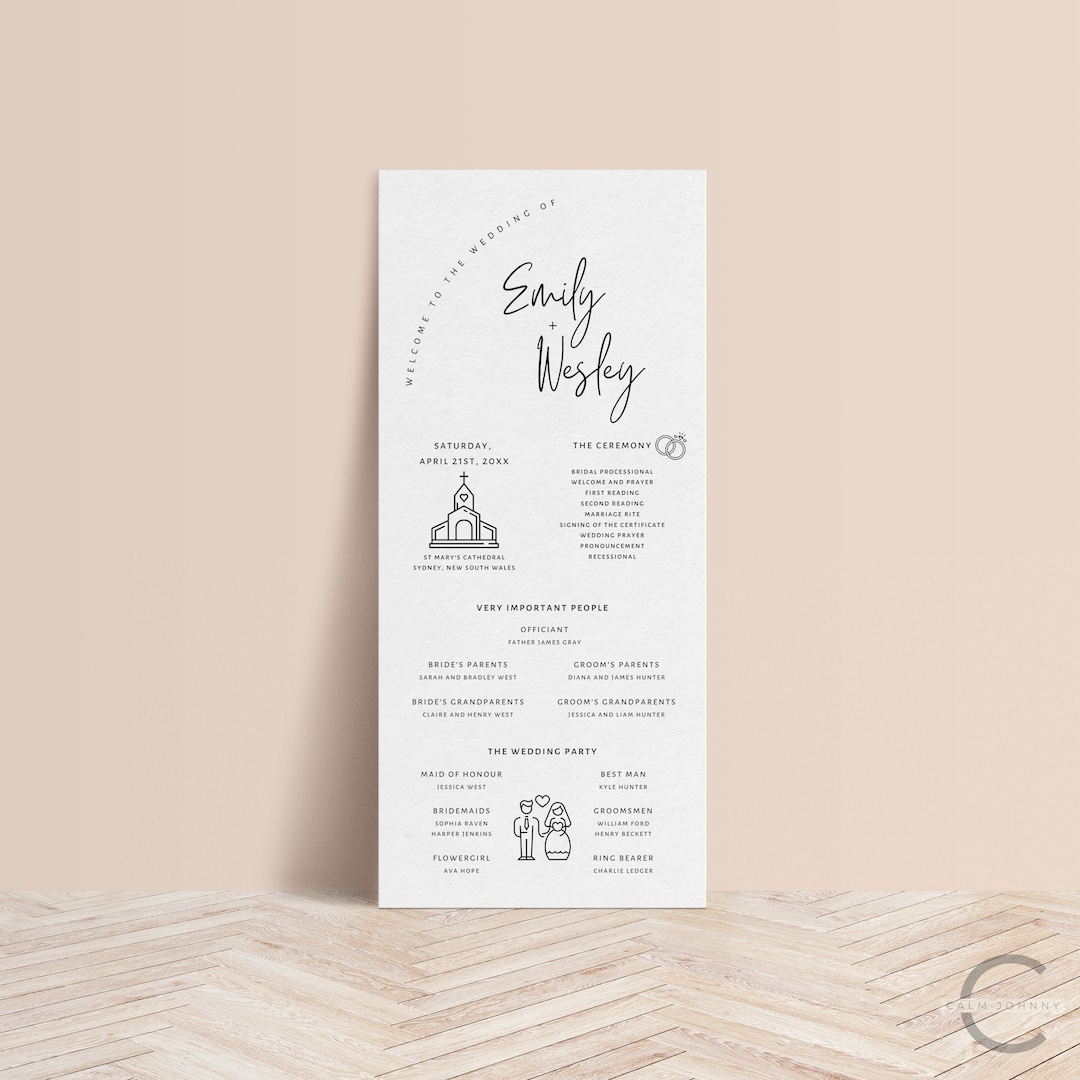 Infographic Wedding Program & Timeline Wedding Day Program - Etsy Australia