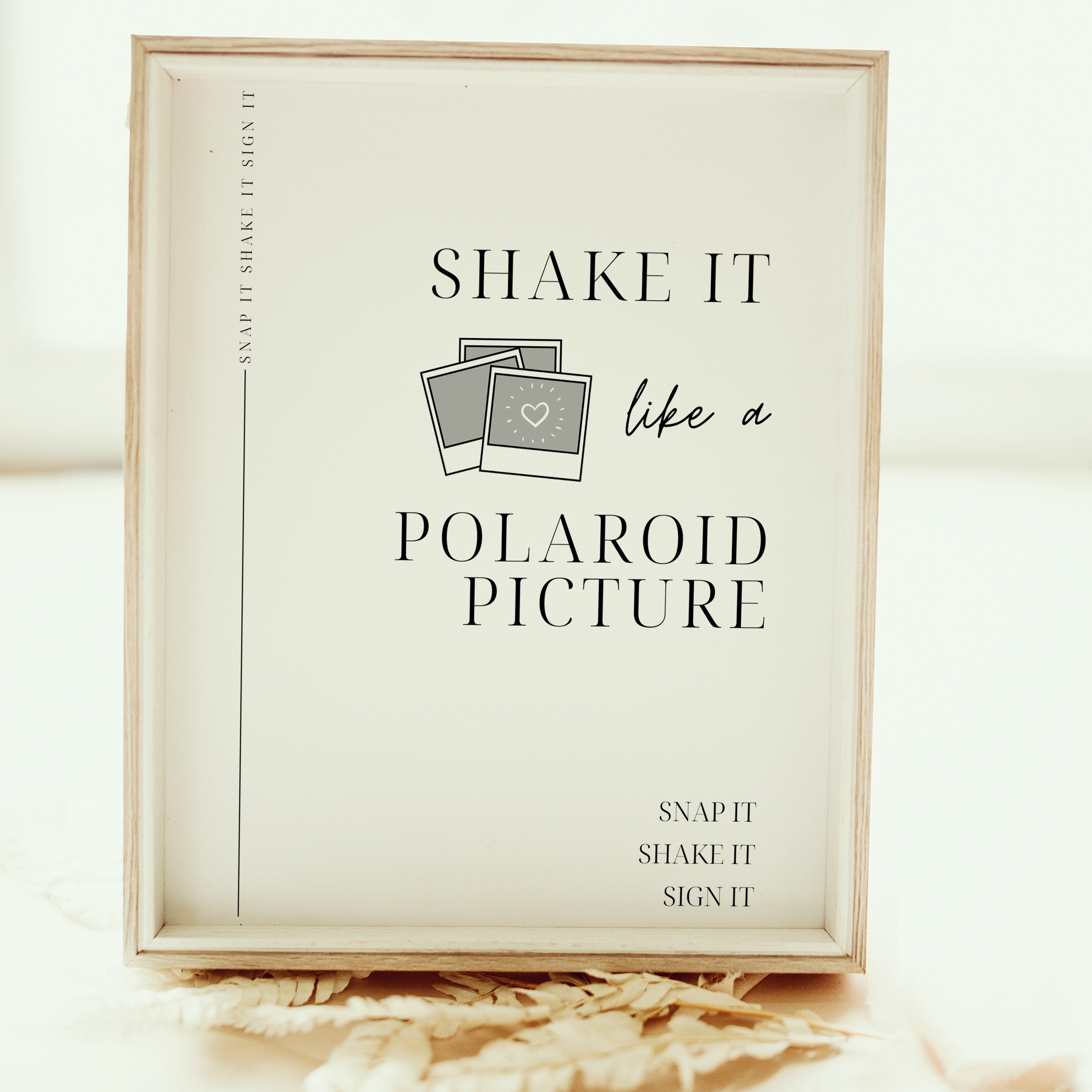 Shake It Like A Polaroid Picture Sign, Elegant Photo Guestbook Wedding ...