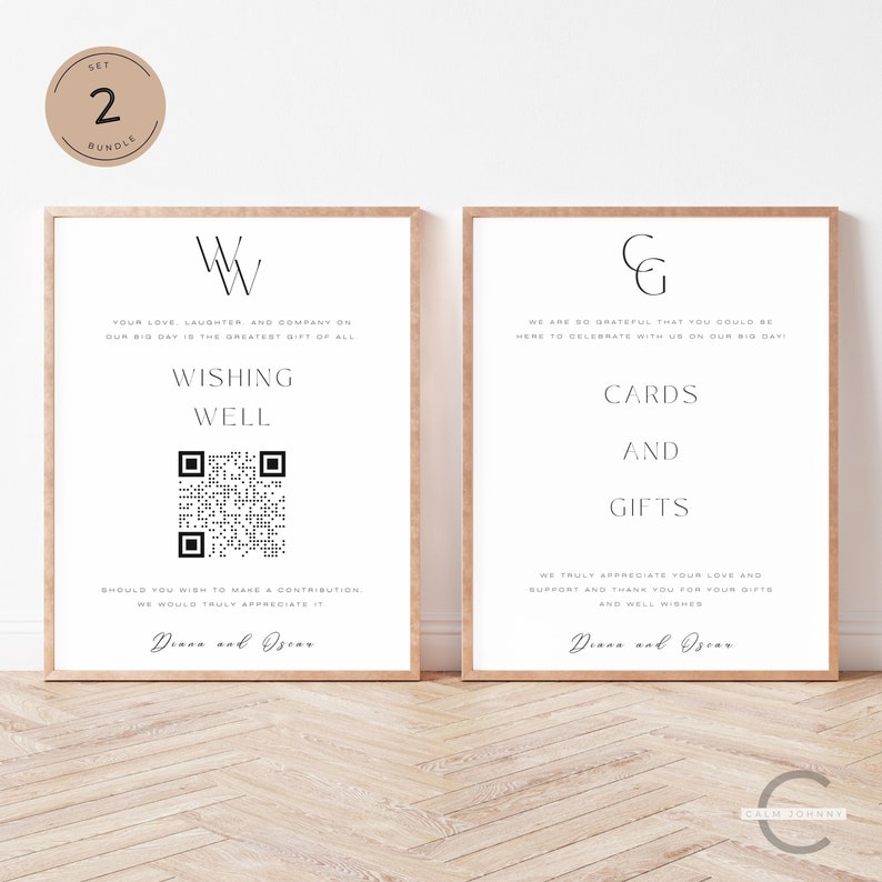 Wishing Well QR Code With Cards and Gifts Sign Editable - Etsy