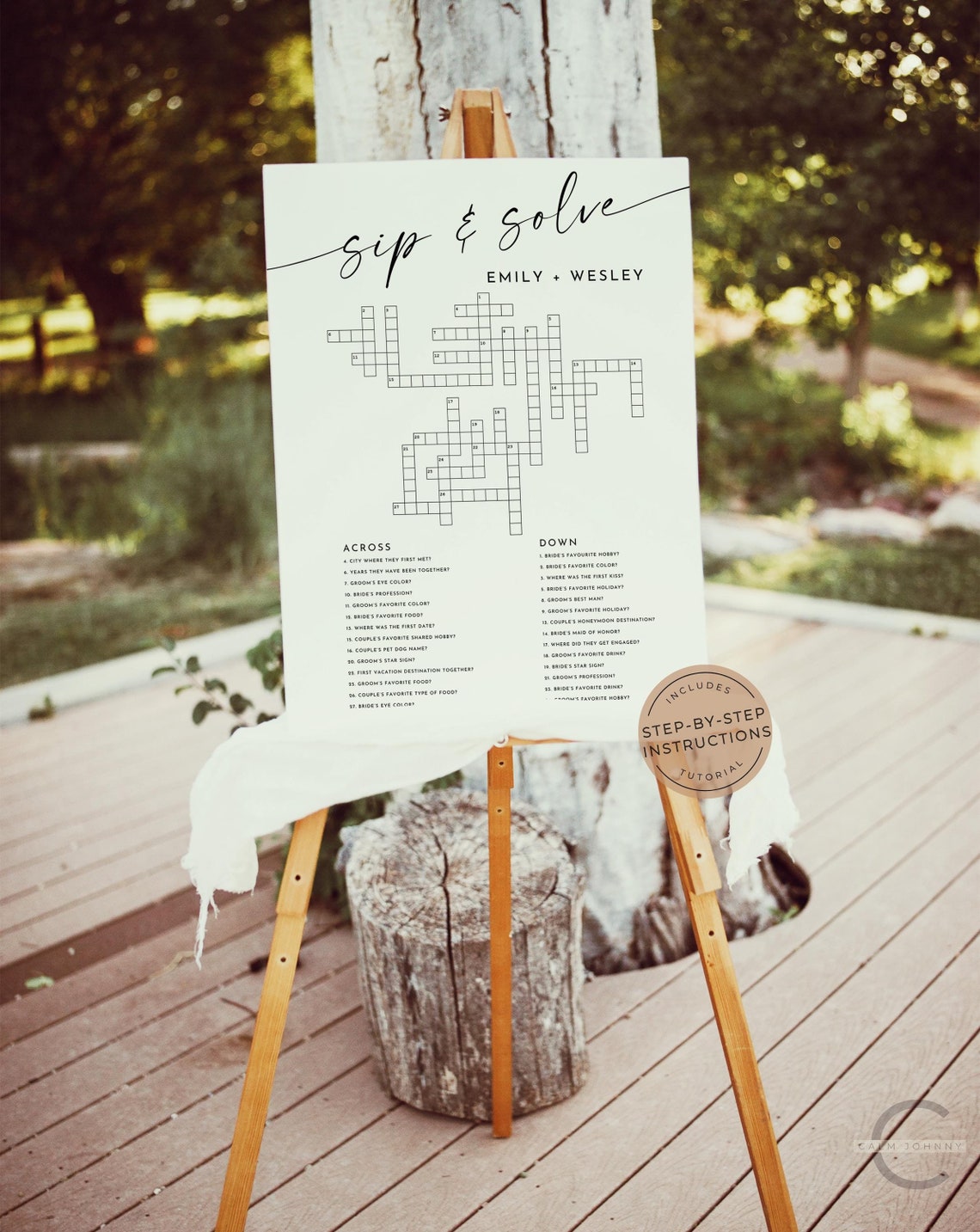 Custom Wedding Crossword Sip and Solve Puzzle, Personalized Sip and ...