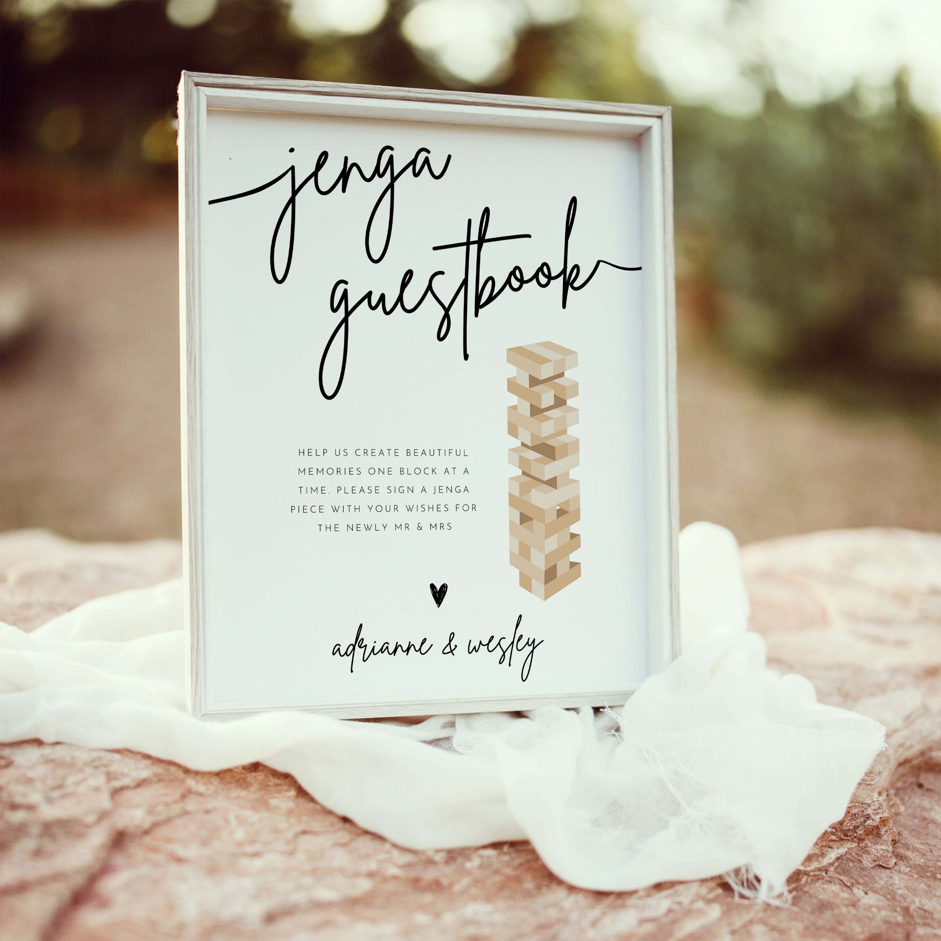 Jenga Guestbook Sign Template, Editable Marriage is A Game of Balance ...