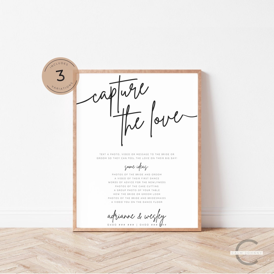 Capture the Love Sign Template, Editable Blow up Their Phones Wedding ...