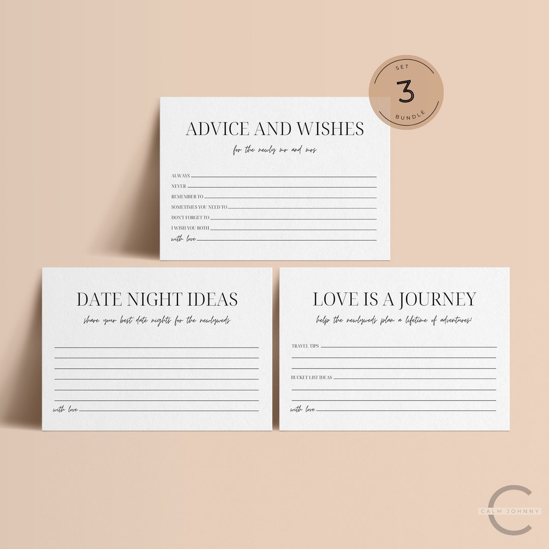 Wedding Advice Card Bundle, Editable Advice and Wishes Card for the ...