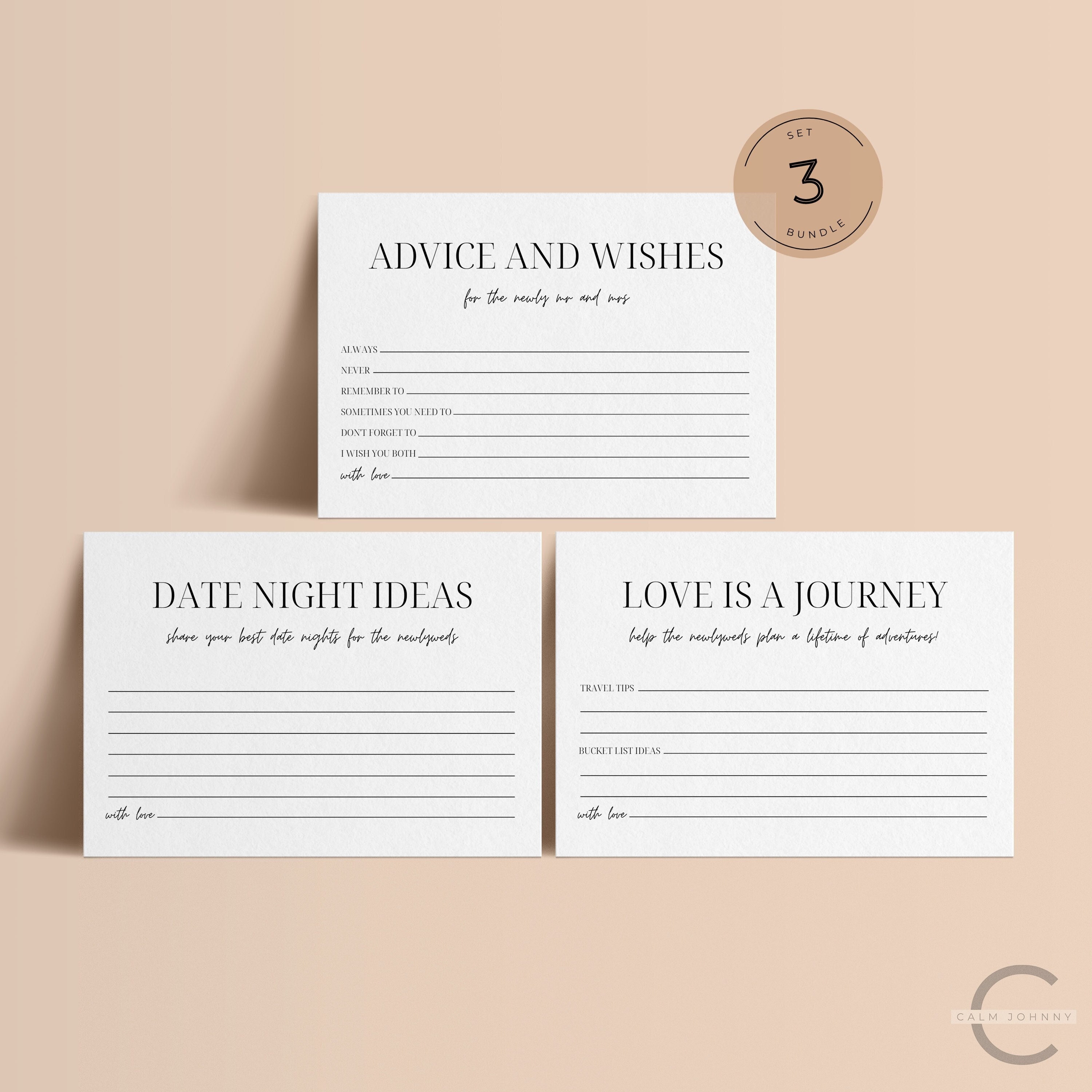 Wedding Advice Card Bundle, Editable Advice and Wishes Card for the ...