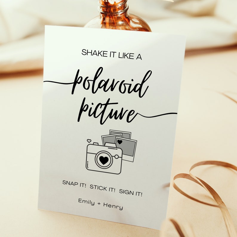 Shake It Like A Polaroid Picture Sign Modern Photo Guestbook - Etsy