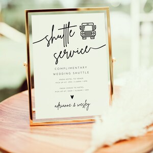 Shuttle Service Wedding Sign, Editable Wedding Transportation Sign ...