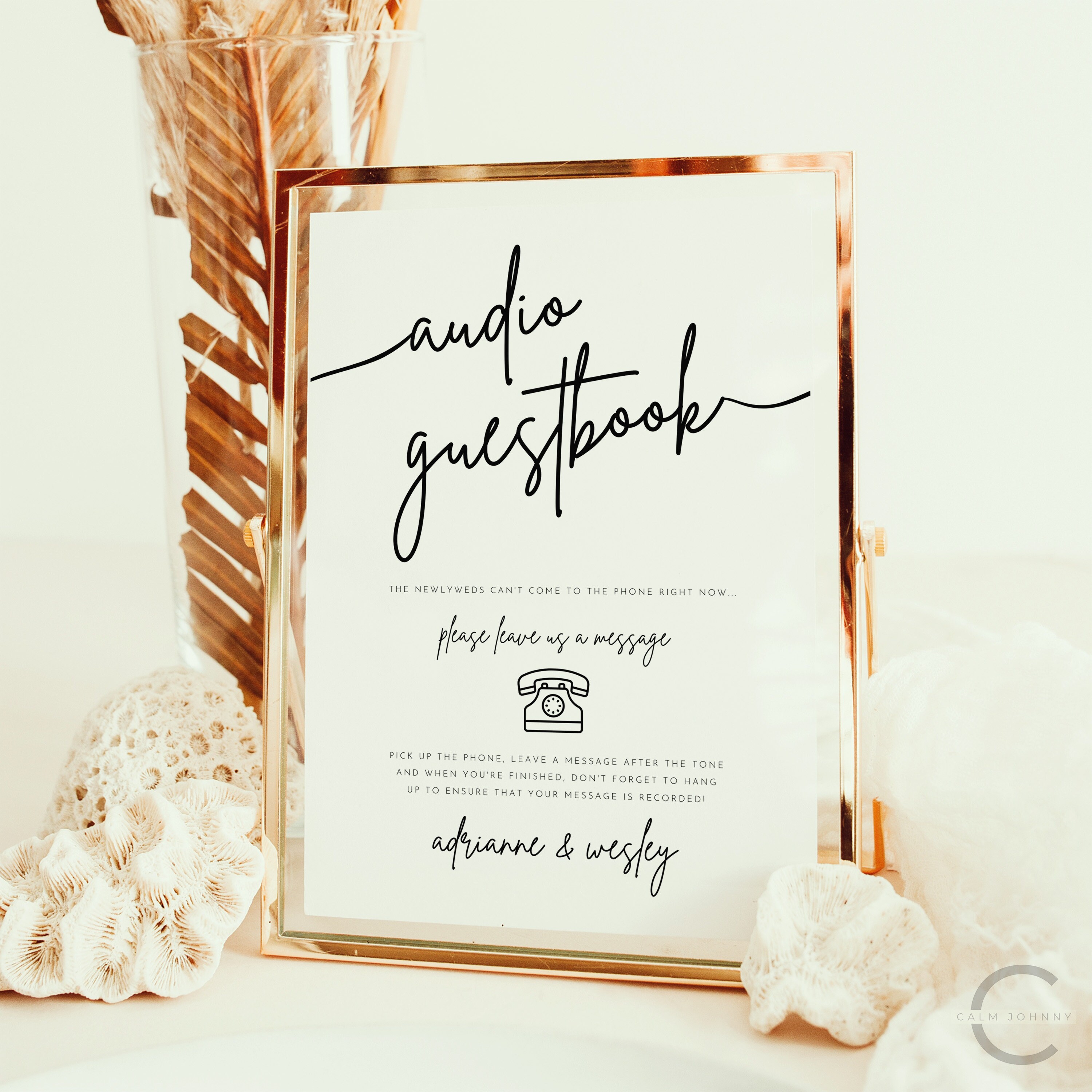 Audio Guestbook Sign Template, Editable Telephone Guestbook Sign ...