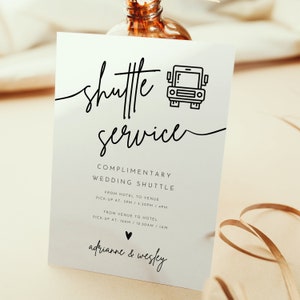 Shuttle Service Wedding Sign, Editable Wedding Transportation Sign ...