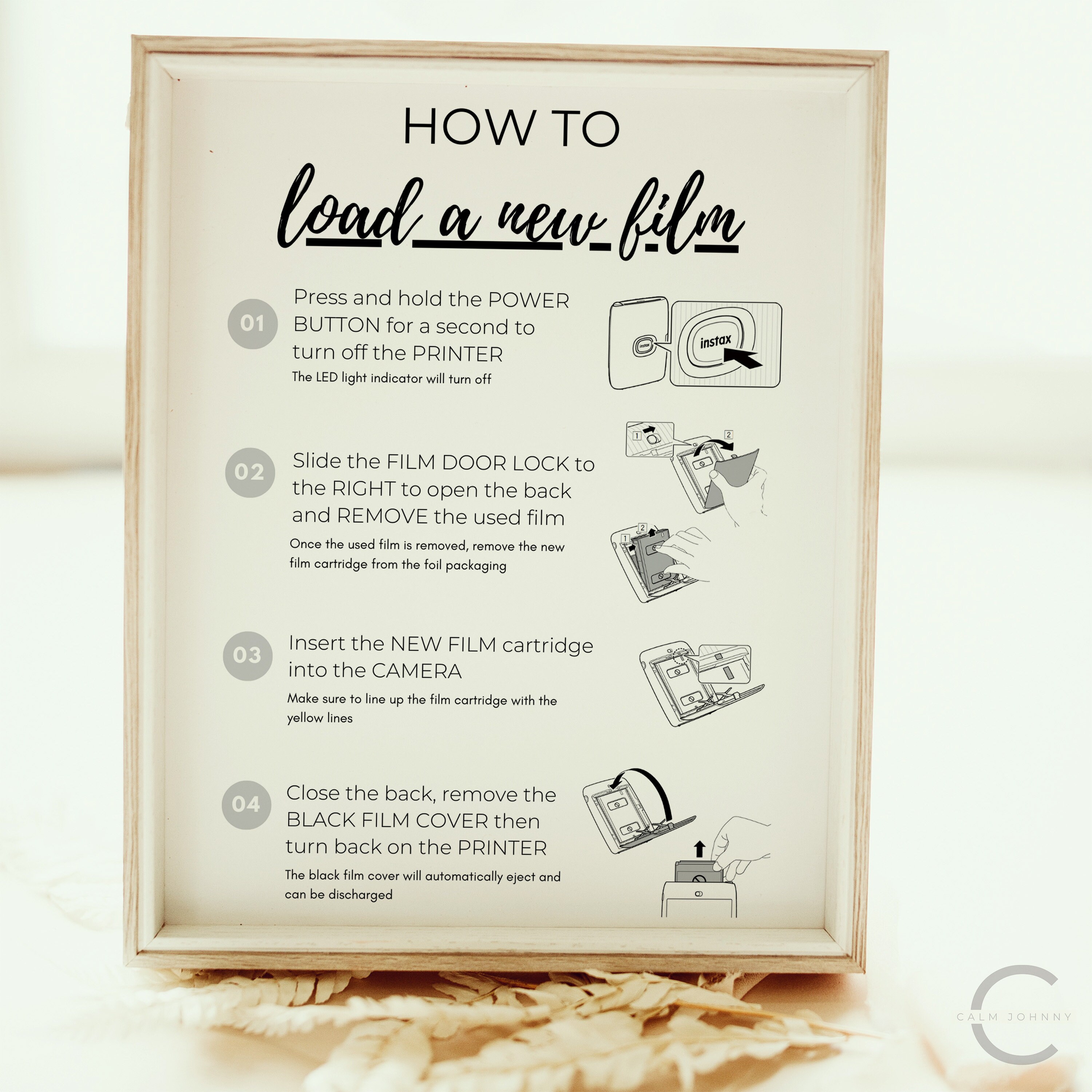 Instax Mini Link 2 Printer How to Load A New Film Instruction Sign ...