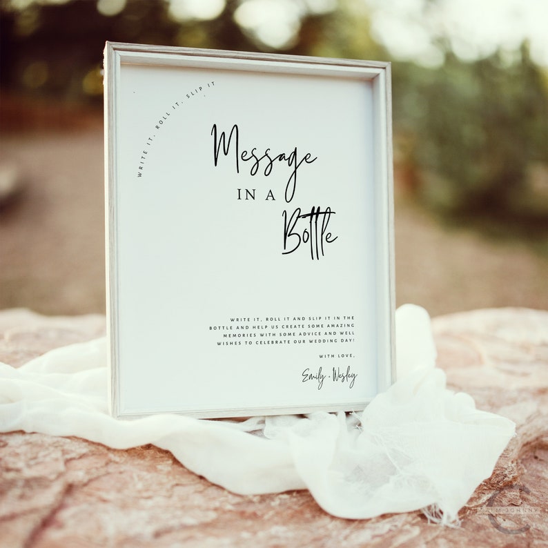 Message in A Bottle Sign Template, Editable Wedding Advice Sign ...