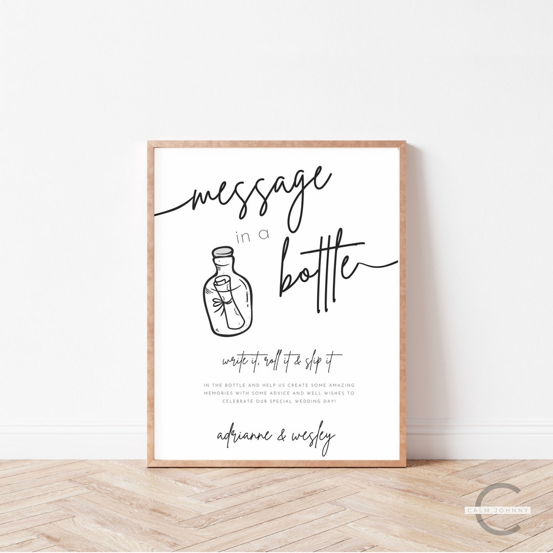 Message in A Bottle Sign Template, Editable Wedding Advice Sign ...