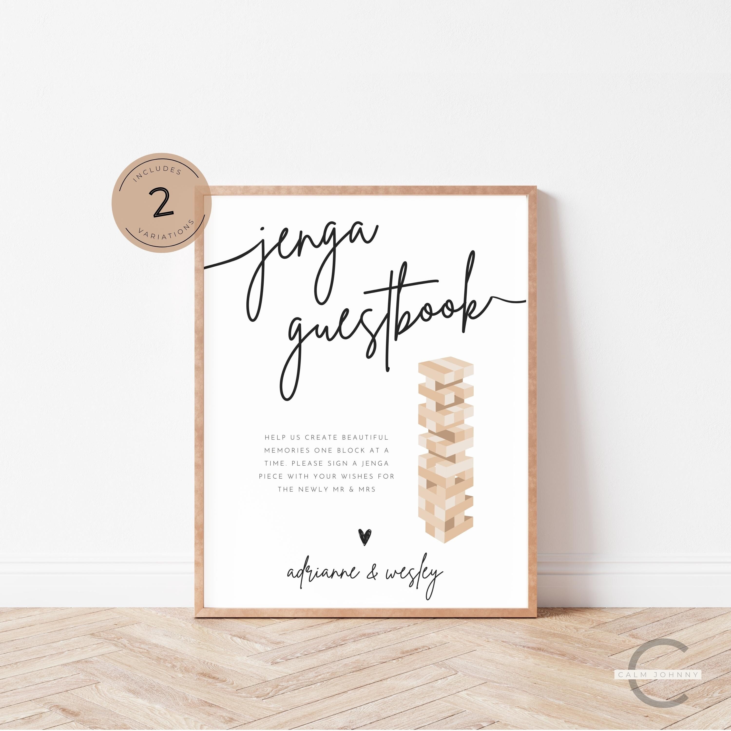 Jenga Guestbook Sign Template, Editable Marriage is A Game of Balance ...
