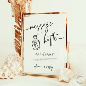 Message in A Bottle Sign Template, Editable Wedding Advice Sign ...