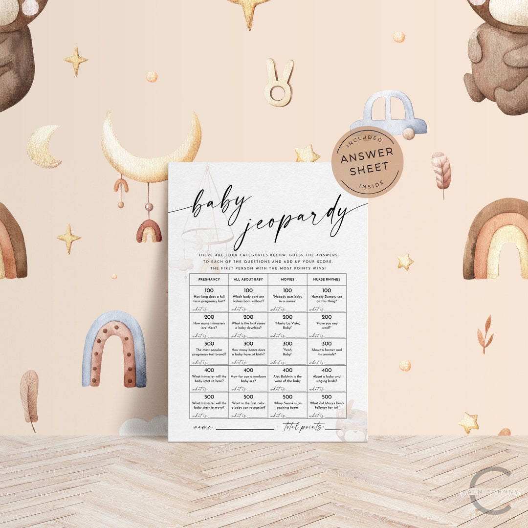 Baby Jeopardy Baby Shower Game, Baby Trivia Game, Printable Baby ...