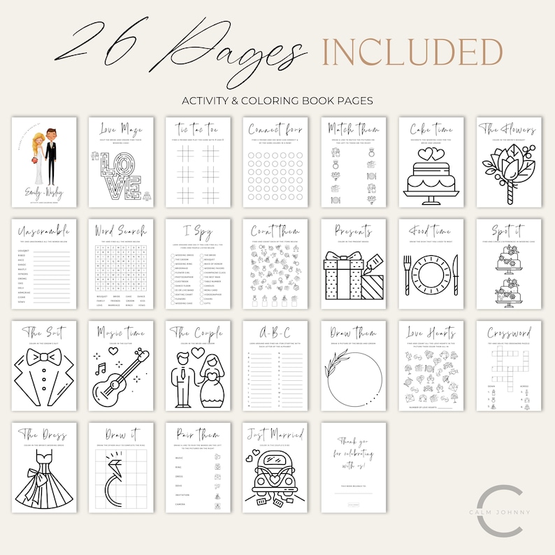 Kids Wedding Activity and Coloring Book Bundle, Printable Wedding ...