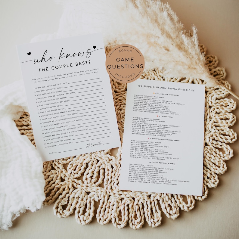 Who Knows the Couple Best Game, Fun Bridal Shower Activity, Engagement ...