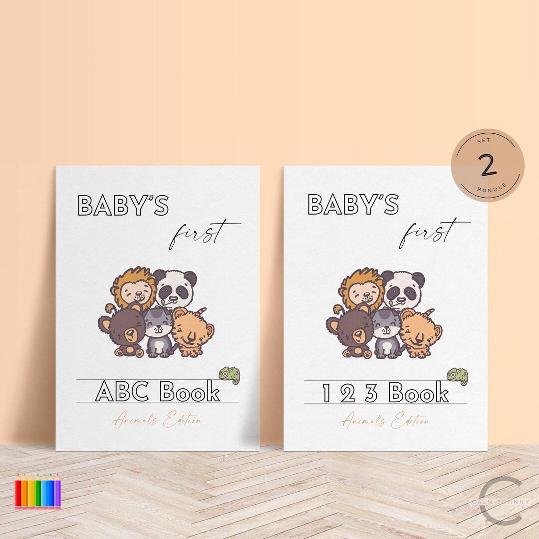 Baby ABC and 123 Animal Coloring Book Bundle, Printable Baby's First ...