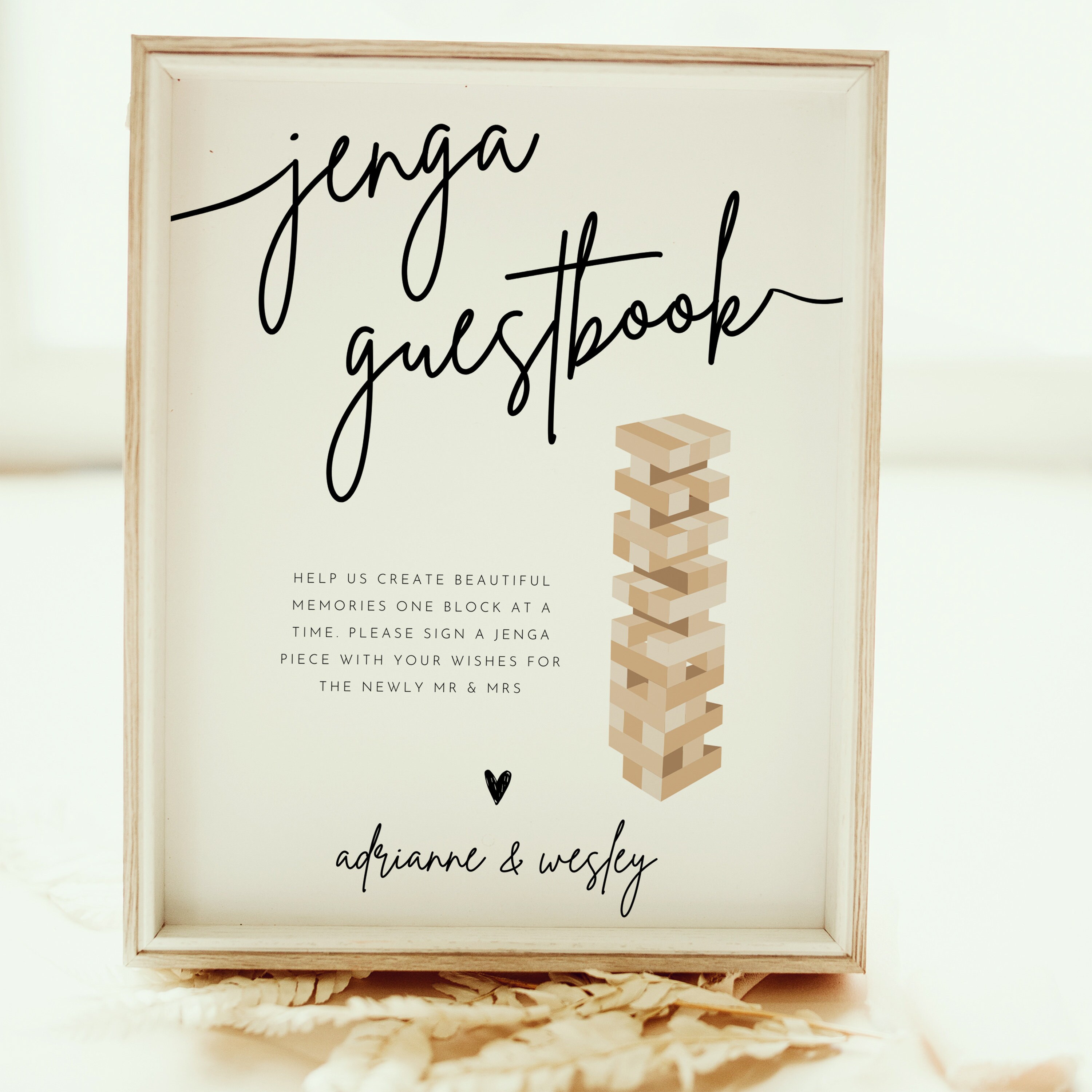Jenga Guestbook Sign Template, Editable Marriage is A Game of Balance ...