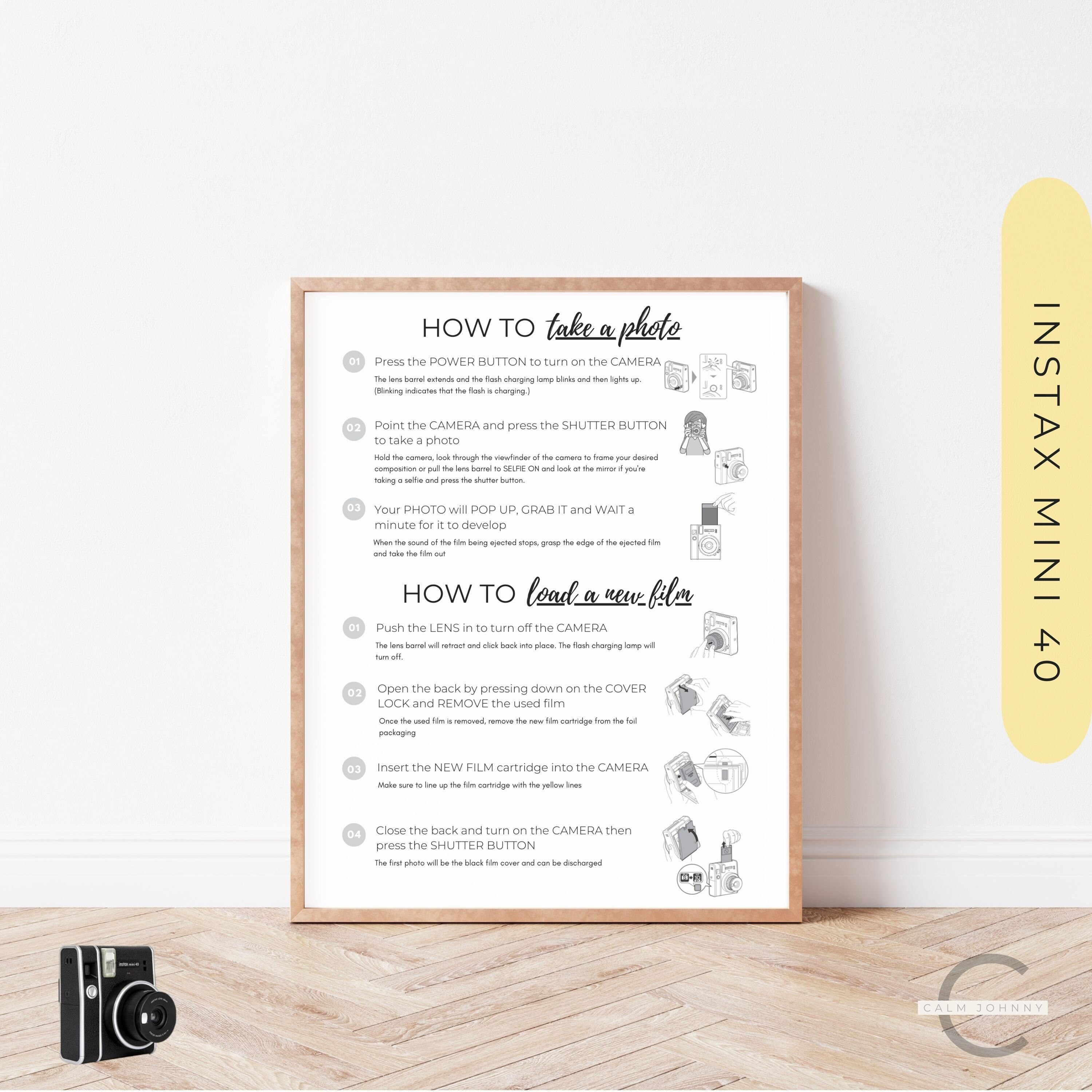 Instax Mini 40 Instant Camera All-in-one Instructions Sign, Instax Mini ...