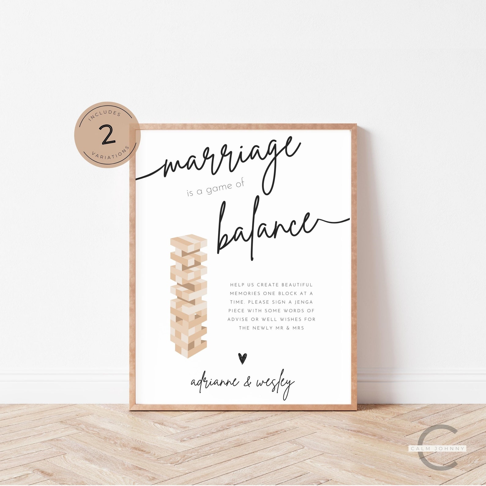Marriage is A Game of Balance Sign Template, Editable Jenga Guestbook ...