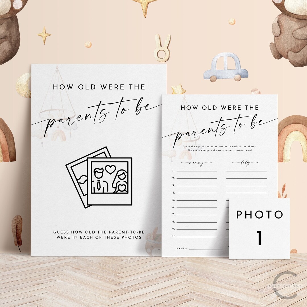 How Old Were the Parents to Be Game Bundle, Baby Shower Guess Their Age ...