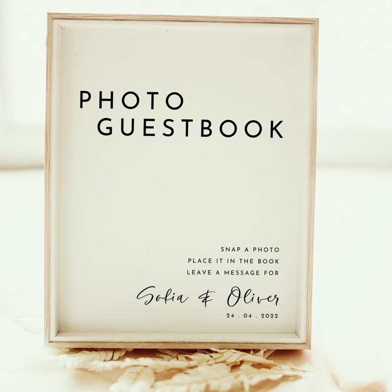 Minimalist Photo Guest Book Sign Template Editable Modern - Etsy