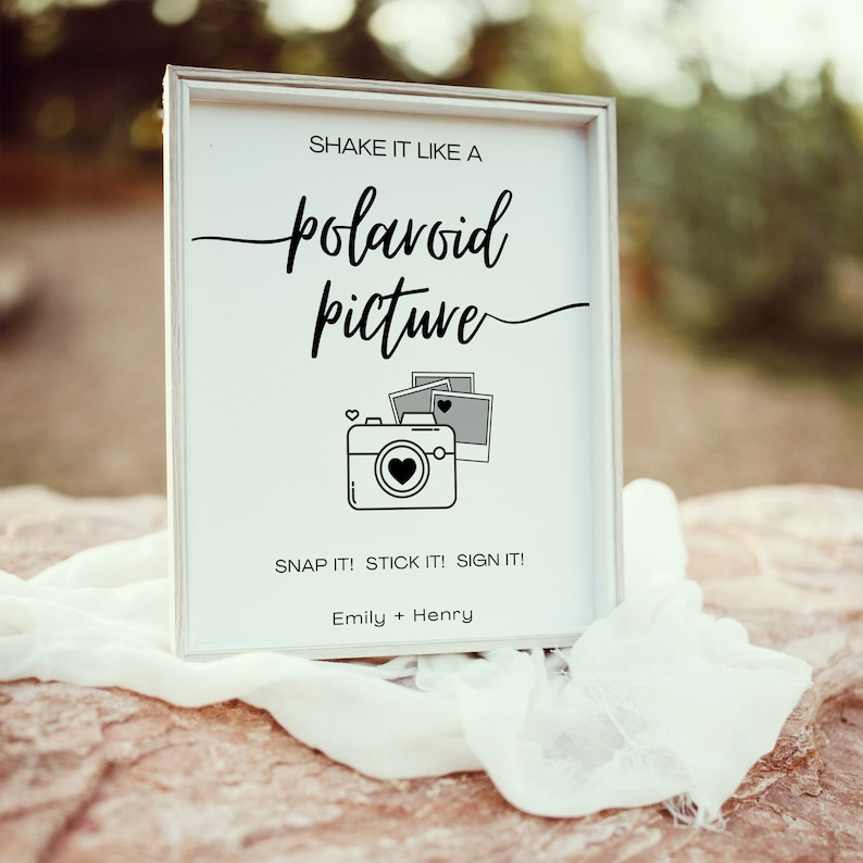 Shake It Like A Polaroid Picture Sign Modern Photo Guestbook - Etsy