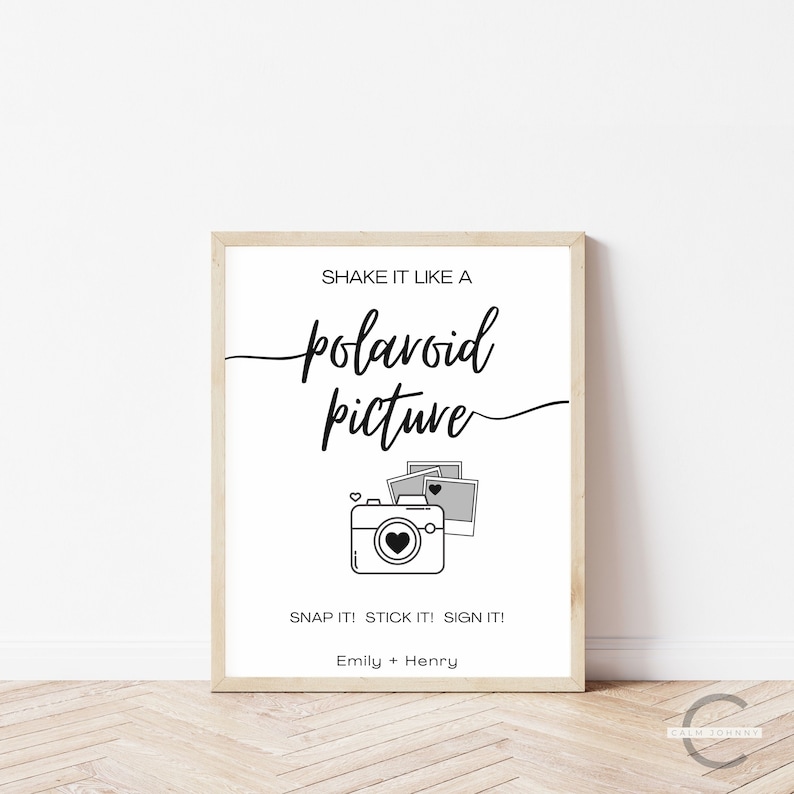 Shake It Like A Polaroid Picture Sign Modern Photo Guestbook - Etsy
