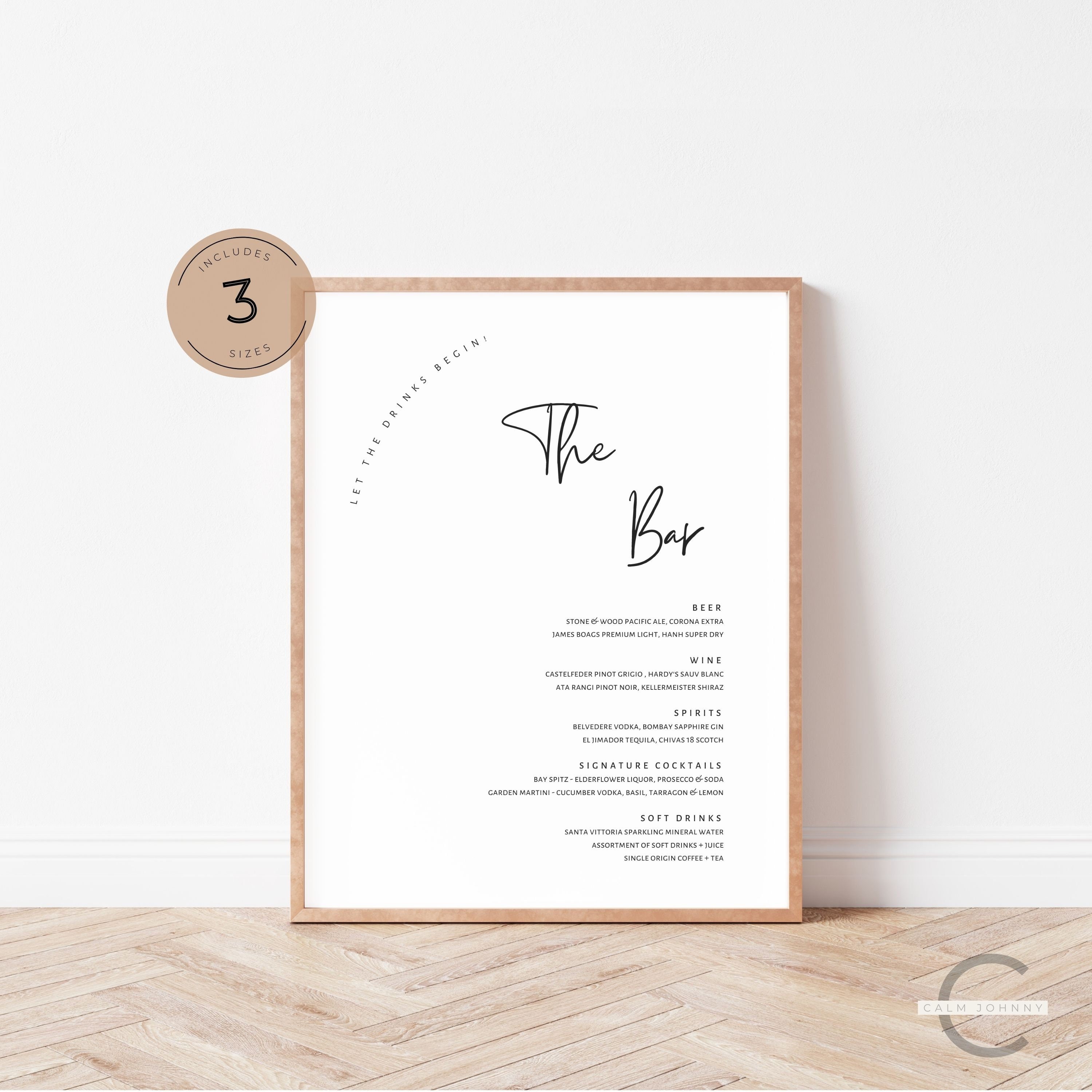 Plantilla de letrero de menú de bar letrero de menú de barra - Etsy México