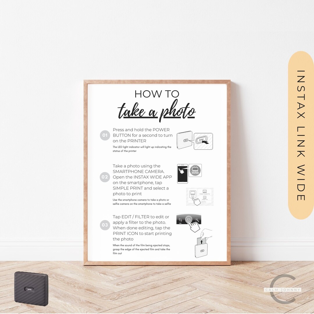 Instax Link Wide Printer How to Take A Photo Instruction Sign, Instax ...