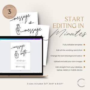 Message in A Bottle Sign Template, Editable Wedding Advice Sign ...