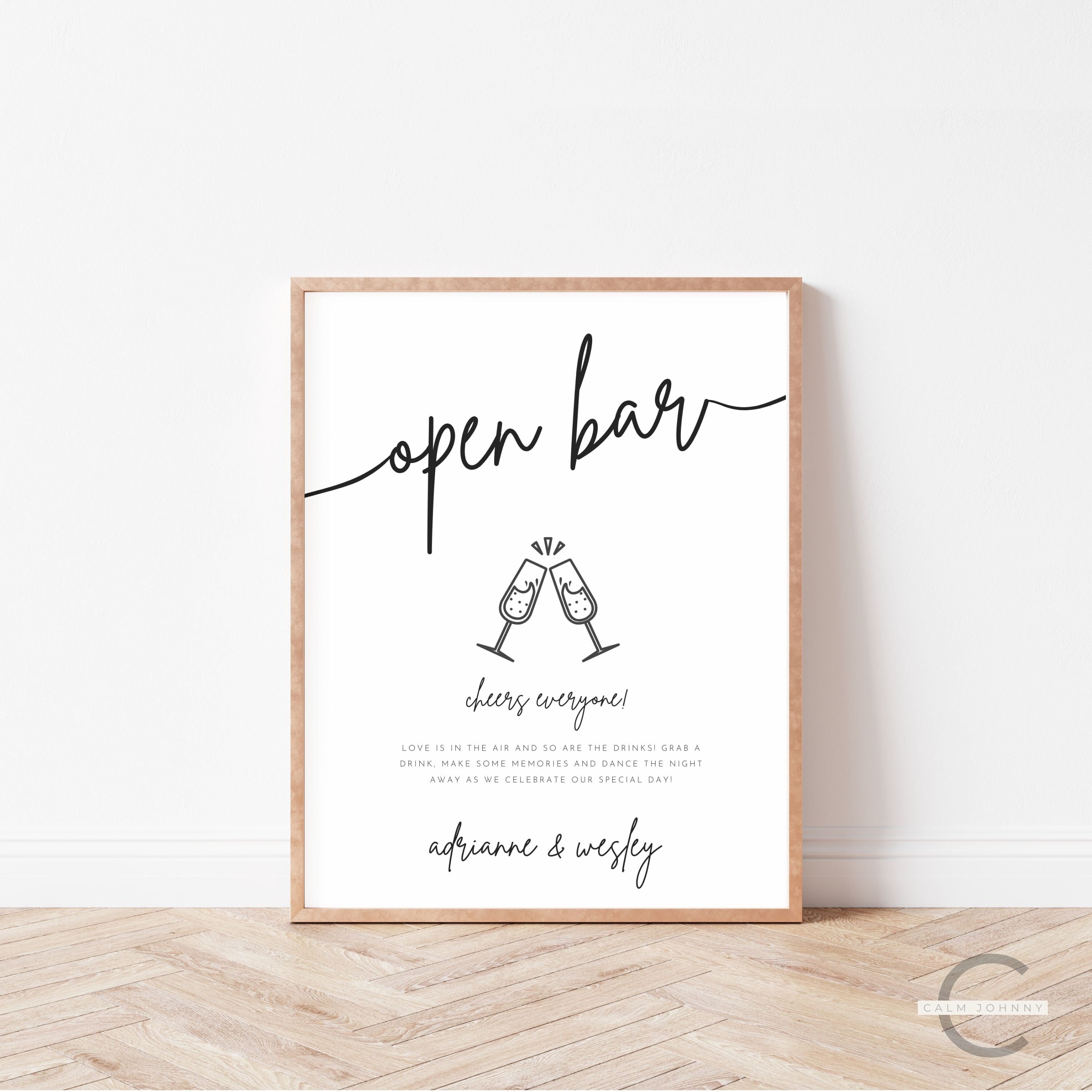 Open Bar Sign Template Editable Wedding Open Bar Sign Modern - Etsy
