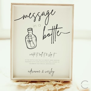 Message in A Bottle Sign Template, Editable Wedding Advice Sign ...