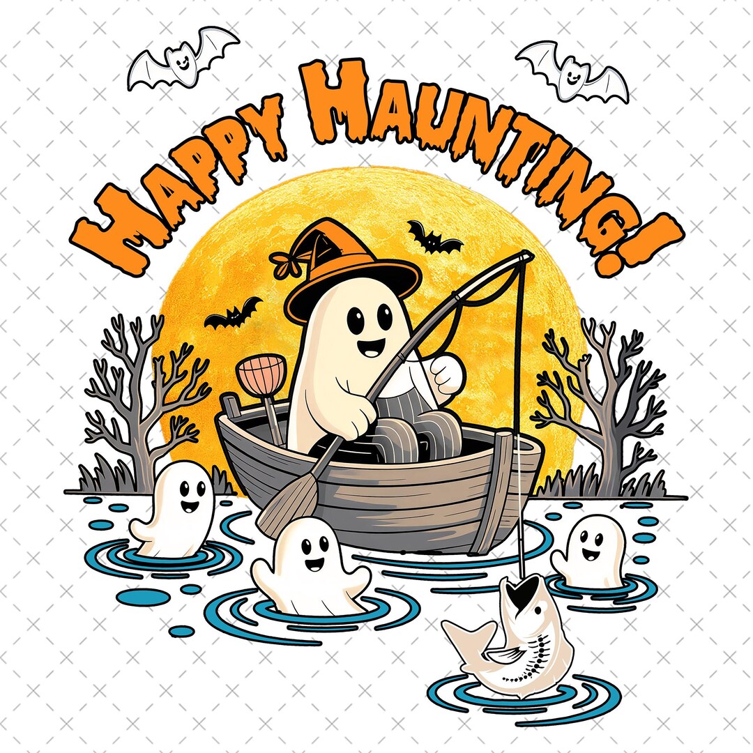Happy Haunting Ghost Fishing Png, Halloween Ghost Clipart, Spooky Cute ...