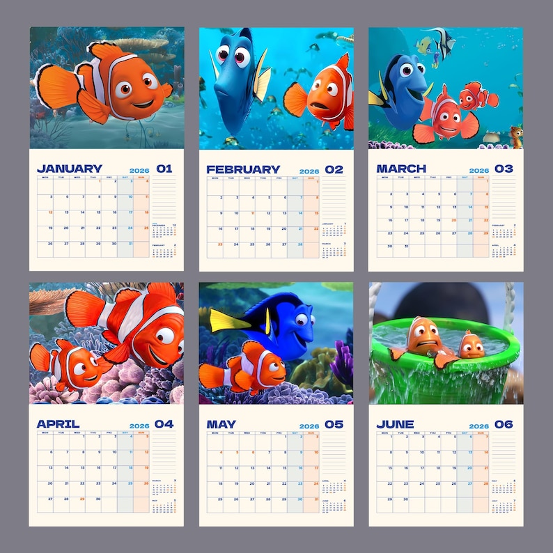 Disney Finding Nemo 2026 Wall Calendar, Friends and Office Decor, Gift ...