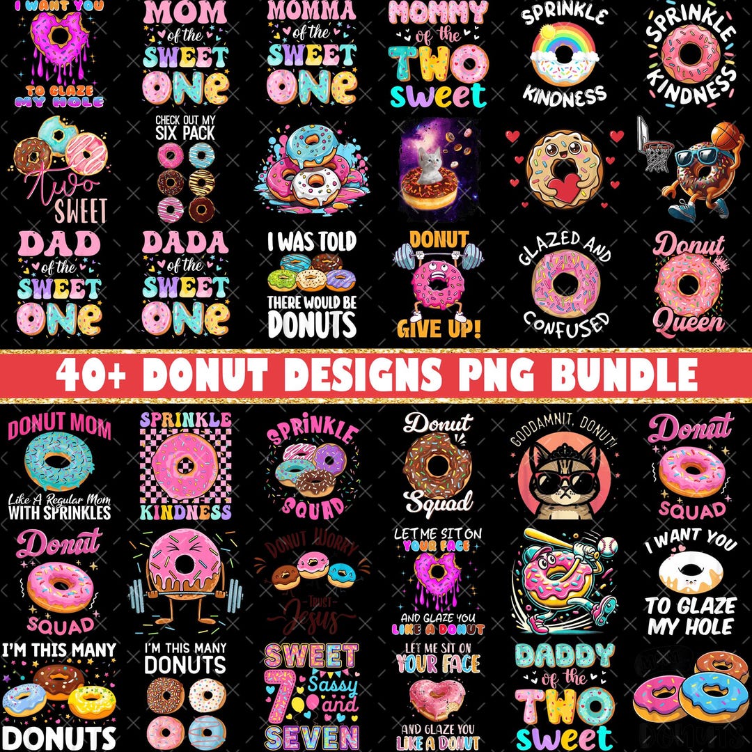 40+ Donut PNG Bundle, Donut Graphics Funny Quotes, Donut Food Cliparts ...