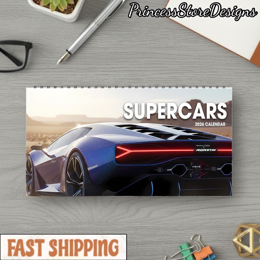 2026 Supercar Desktop Calendar, 'icons' Automotive Car Enthusiast Gift ...