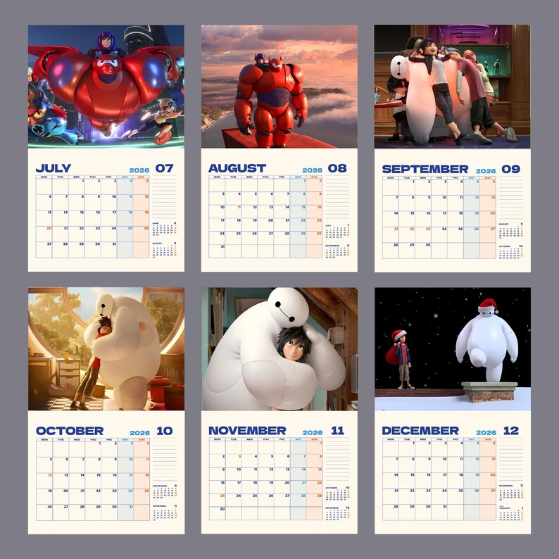Disney Big Hero 6 2026 Wall Calendar, Superhero Wall Calendar, Disney ...